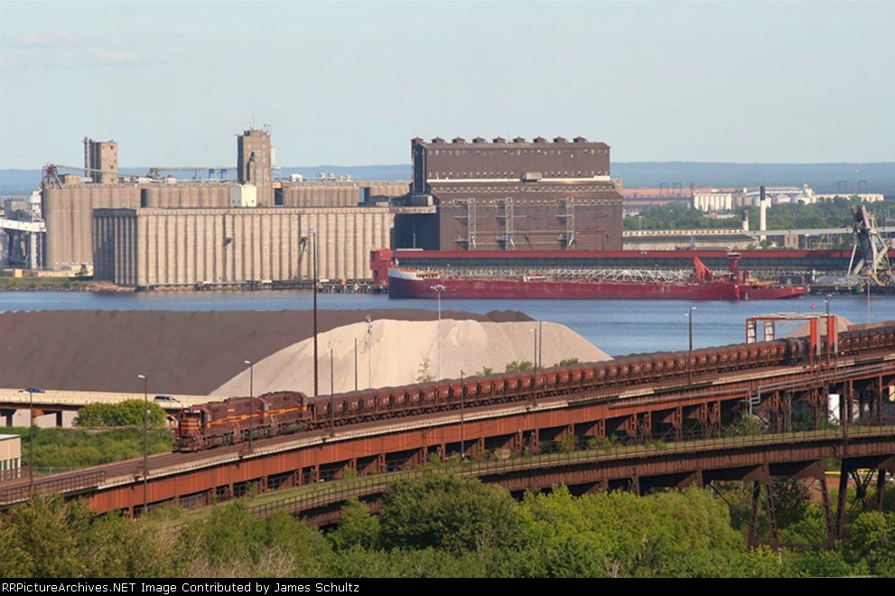 SD38-2s and the Thompson.